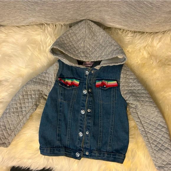 Little Lass | Jackets & Coats | Little Lass Denim Jacket With Rainbow ...